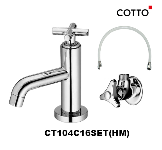 CT104C16SET(HM) ชุดก๊อกน้ำเย็น พร้อมสต็อปวาล์ว สายน้ำดี - COTTO