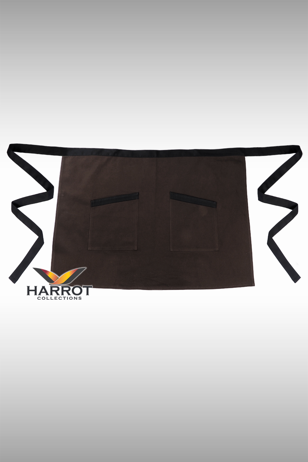 Brown Half Short Apron (Black Long Tie) - harrot
