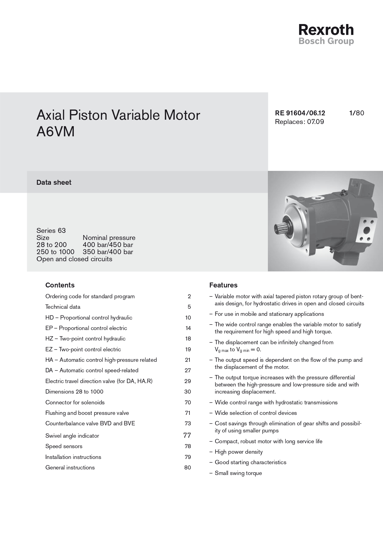 Rexroth A6VM series (Variable Piston Motor) - eonhydraulic