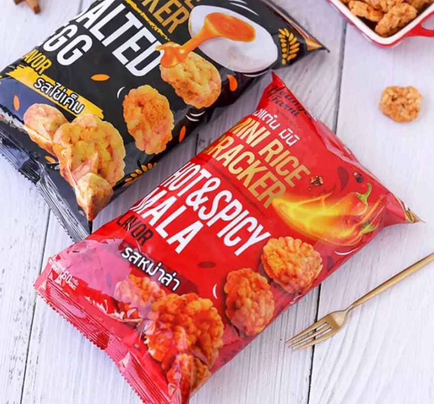 Mini Rice Cracker Hot&Spicy Mala flavor 60 g ข้าวแต๋น มินิ รสหม่าล่า 60 ...