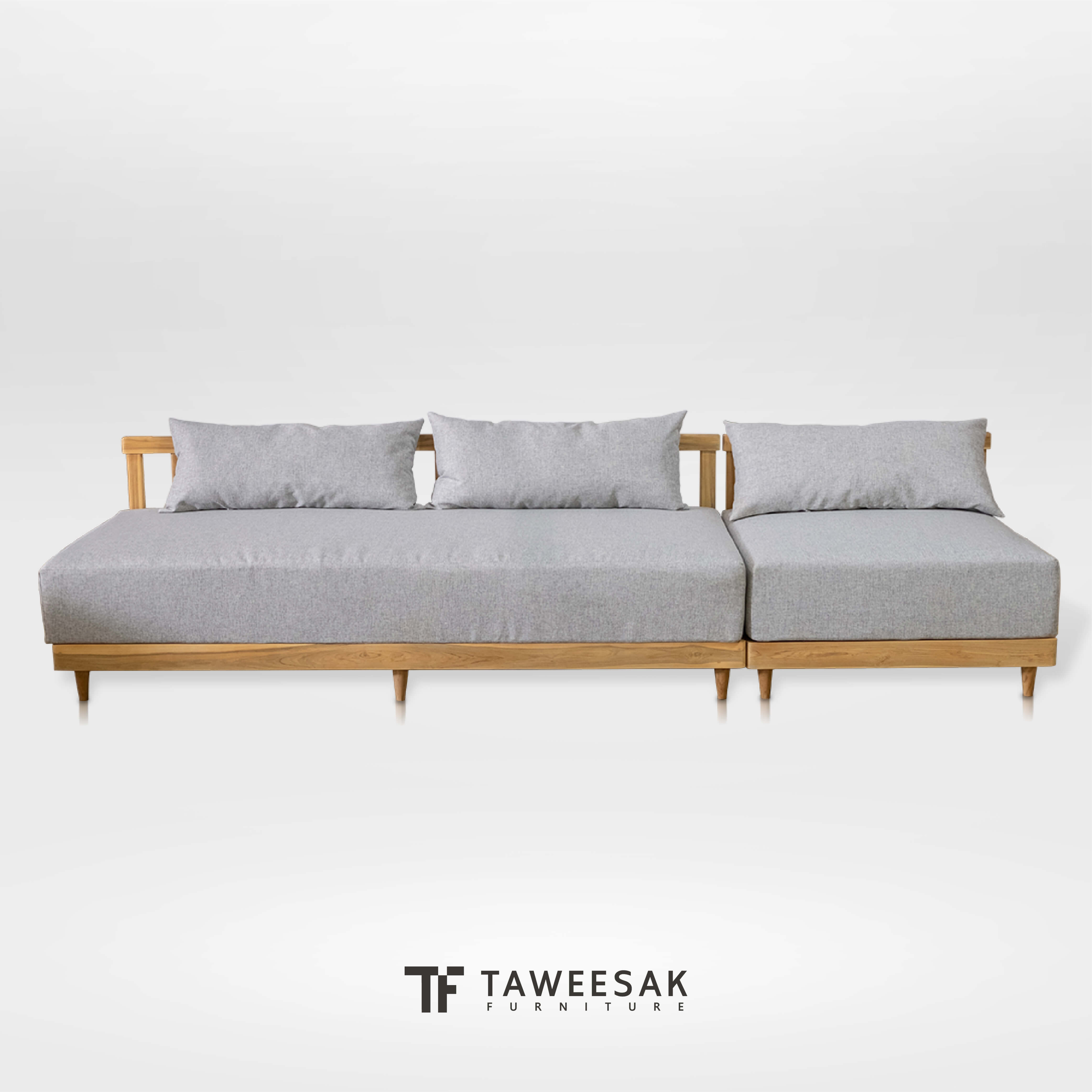 STACK Sofa ชุดโซฟาไม้สัก 3 ที่นั่ง SO007 - taweesakfurniture