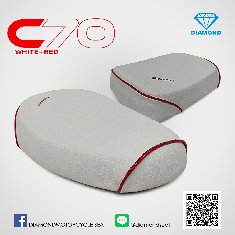 MOTORCYCLE SEAT FOR HONDA C70 (WHITE+RED) - opesproducts