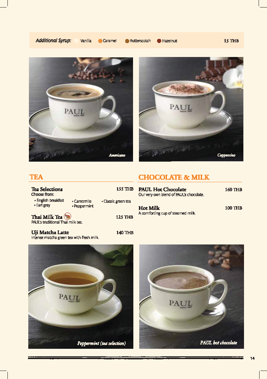 PAUL Bakery menu - paulthailand