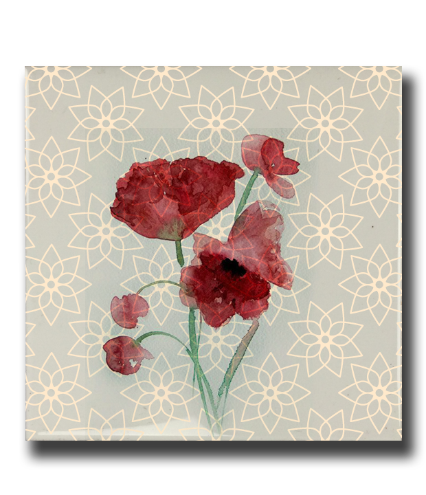 กระเบื้องพิมพ์รูป Red flower Tiles - hyperlabthailand