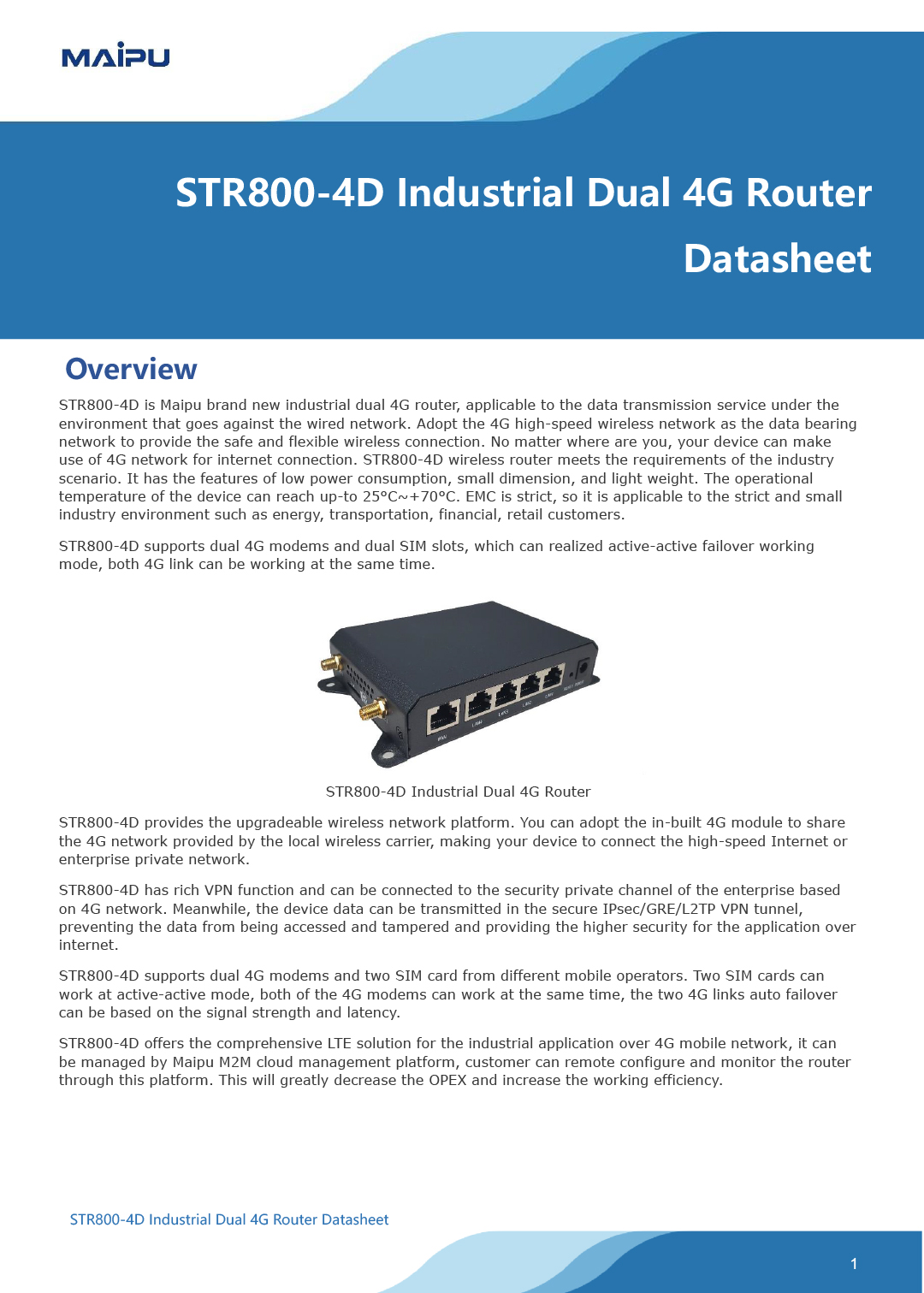 MAIPU STR800-4D Industrial Dual 4G Router - aimgroup