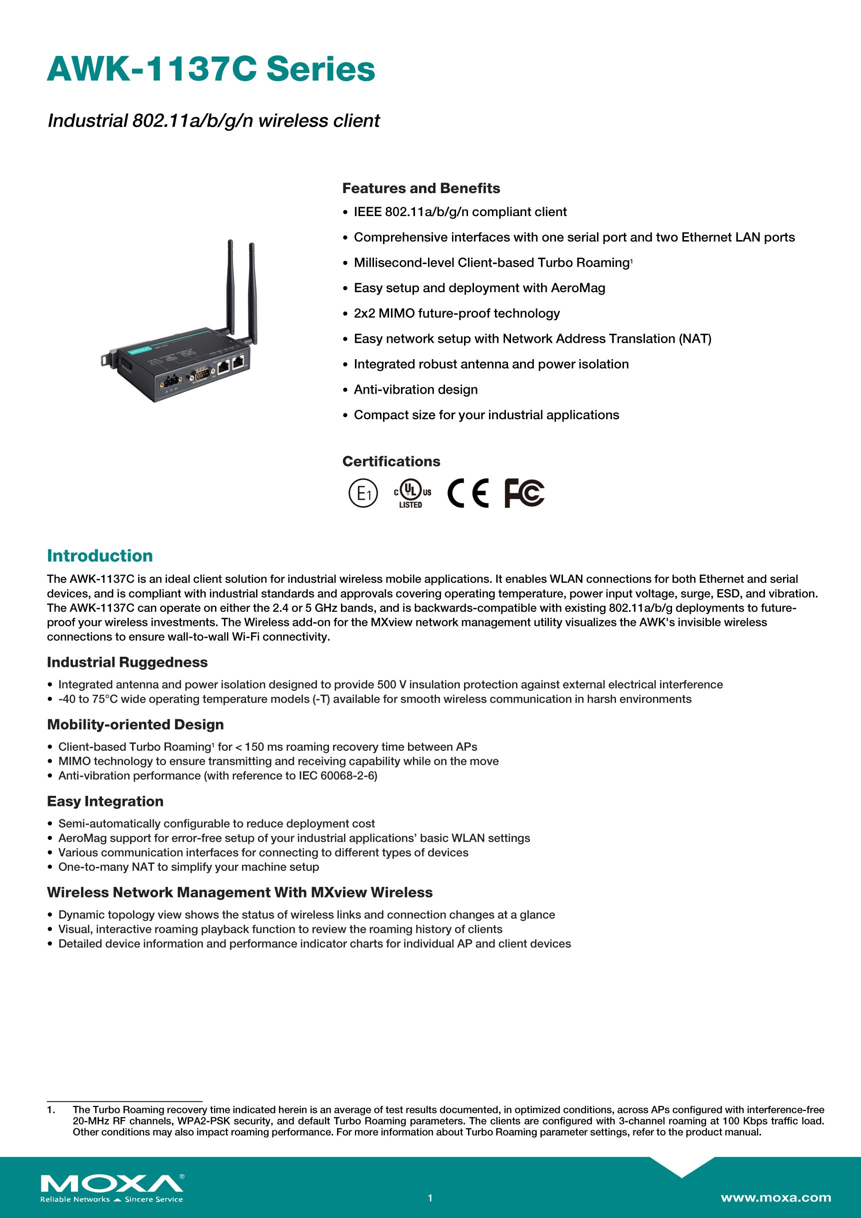 AWK-1137C-US Moxa Industrial Access Point - aimgroup