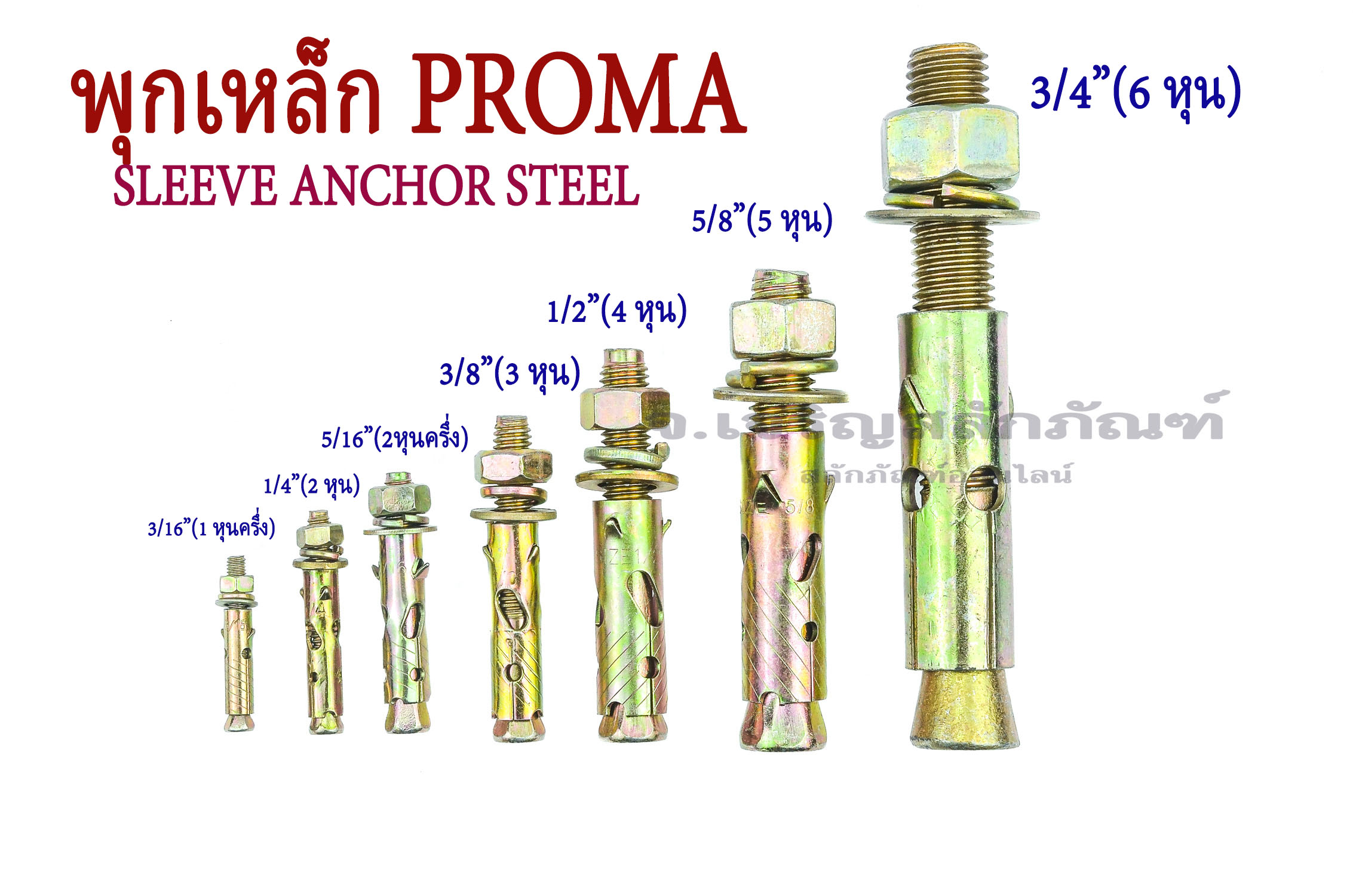พุกเหล็ก PROMA 3/4" (ความโตของพุก 23 mm)