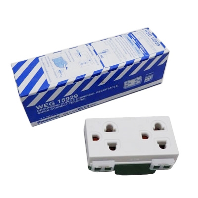 Panasonic เต้ารับคู่ เสียบขากลมแบน มีกราวด์ WEG 15929 (1 ชิ้น) - wongtools