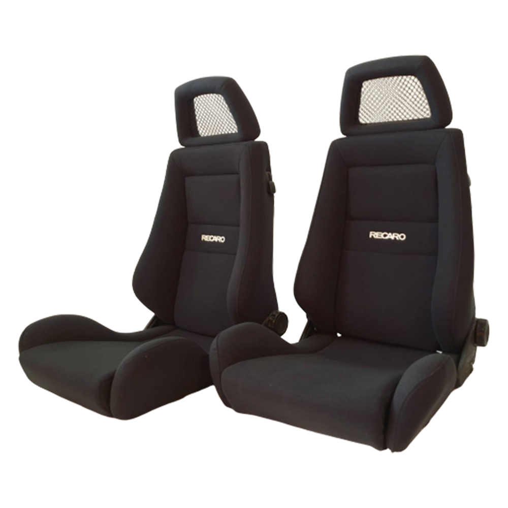 Pair of Used Jdm RECARO LX Black fabric Net HEADREST SEATS RACING ...