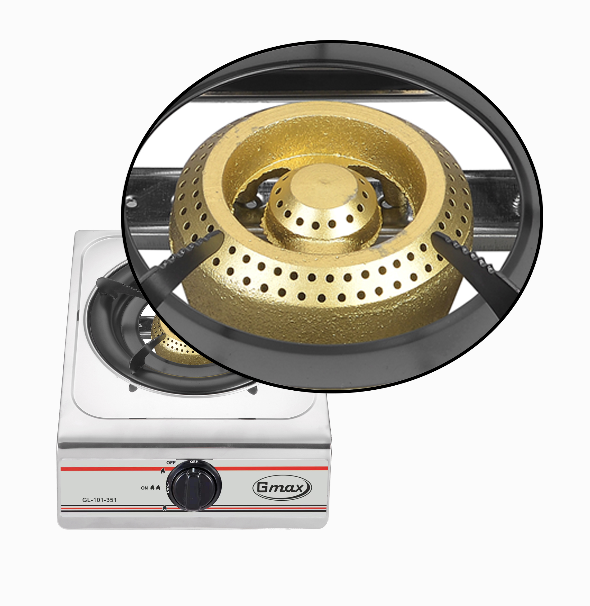 Gmax Stainless Gas Stove Iron Burner GL-104-20 - gmax
