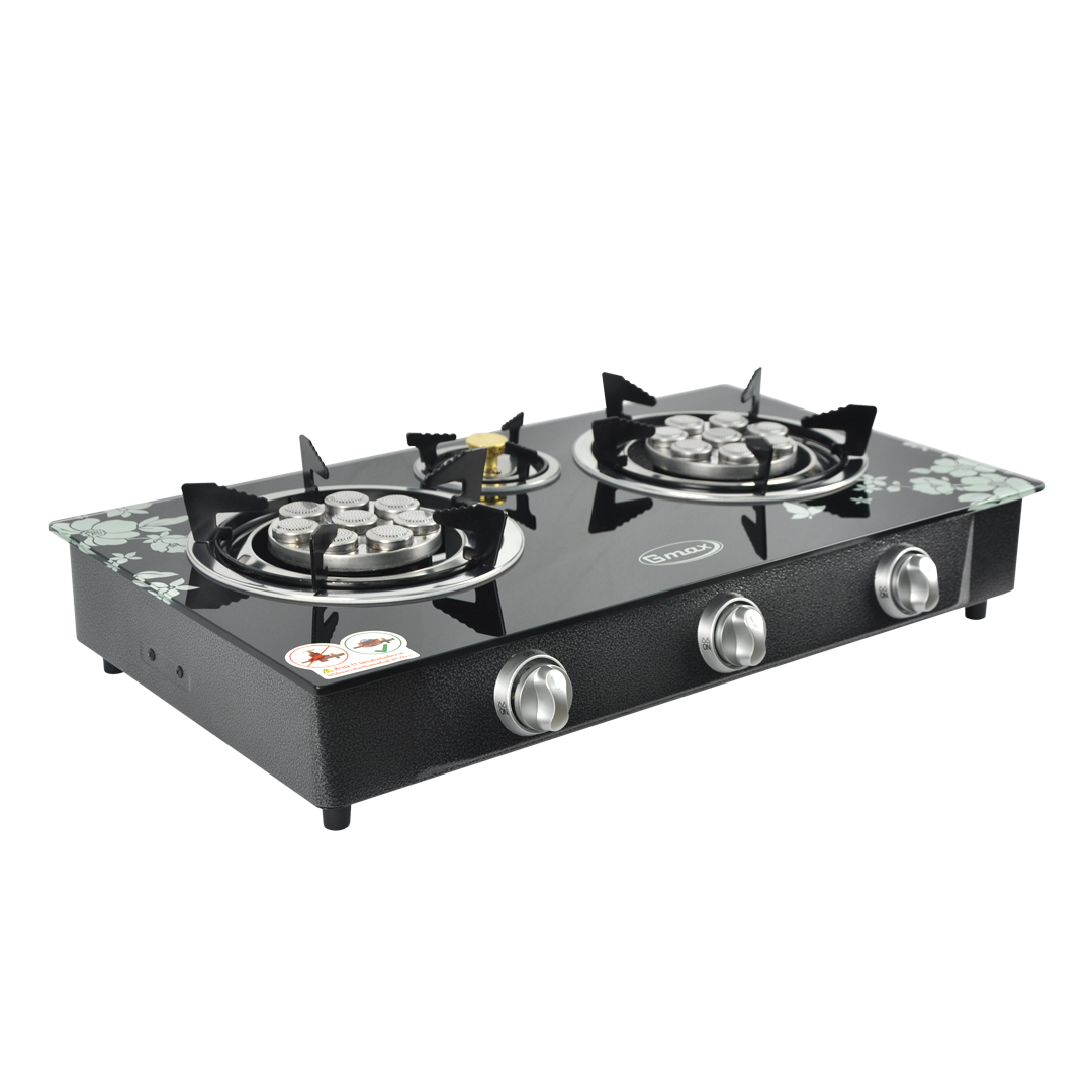 Gmax Tempered Glass Gas Stove 3 Turbo Burner GL-703B - gmax