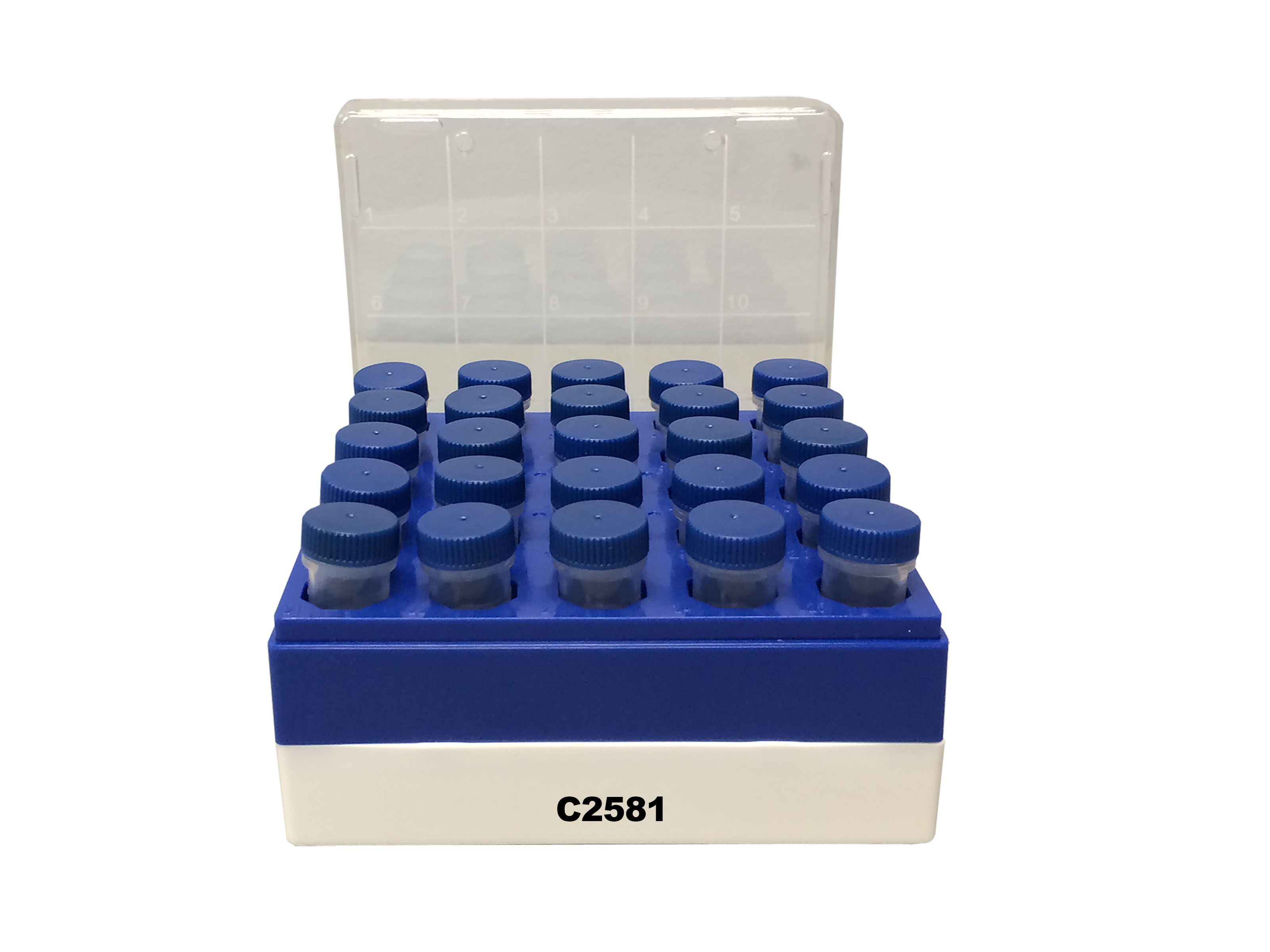 Cryo storage box, polycarbonate, for 25 (5x5) 5mL tubes - smartscience