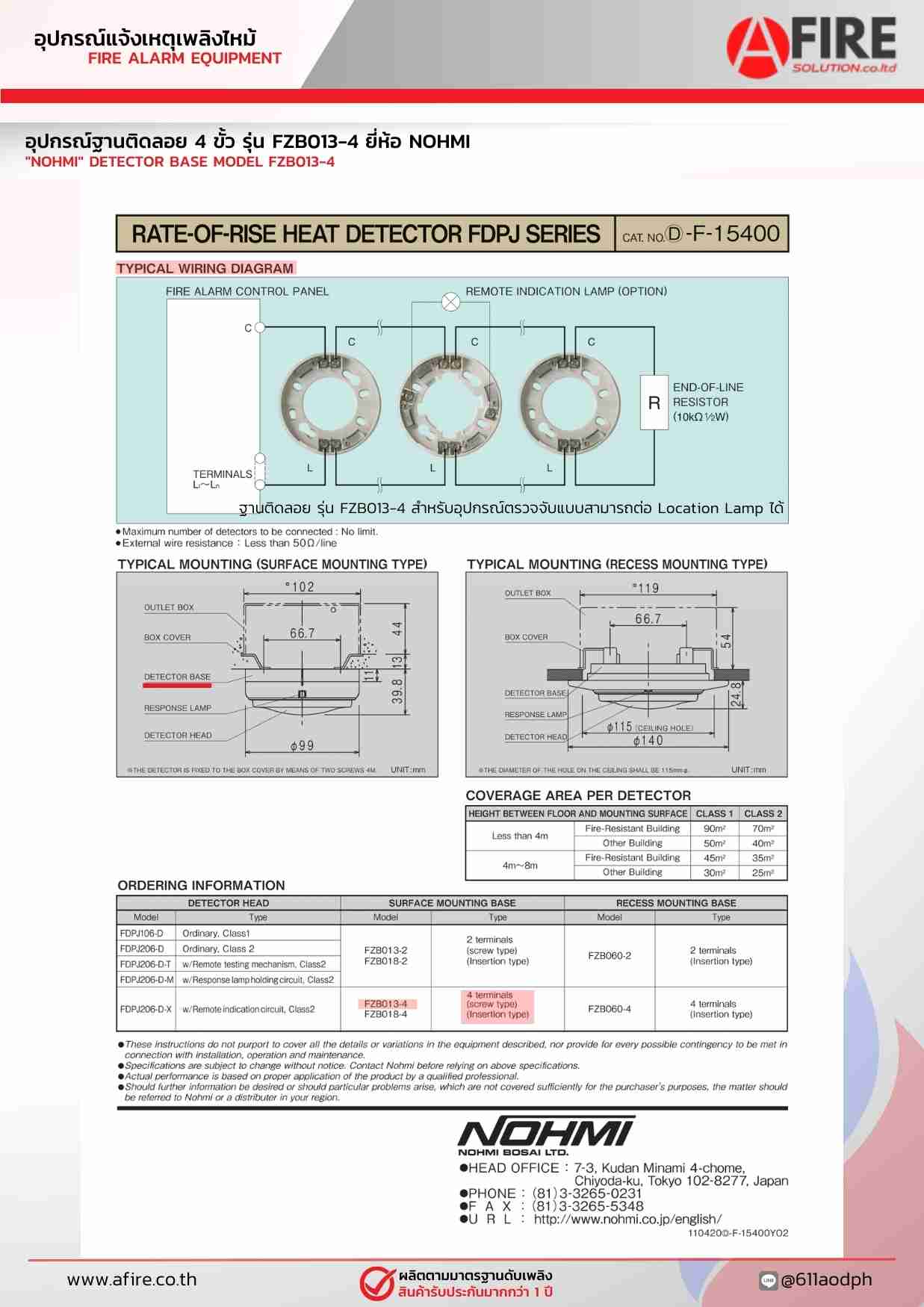 "NOHMI" อุปกรณ์ฐานติดลอย 4 ขั้ว รุ่น FZB013-4