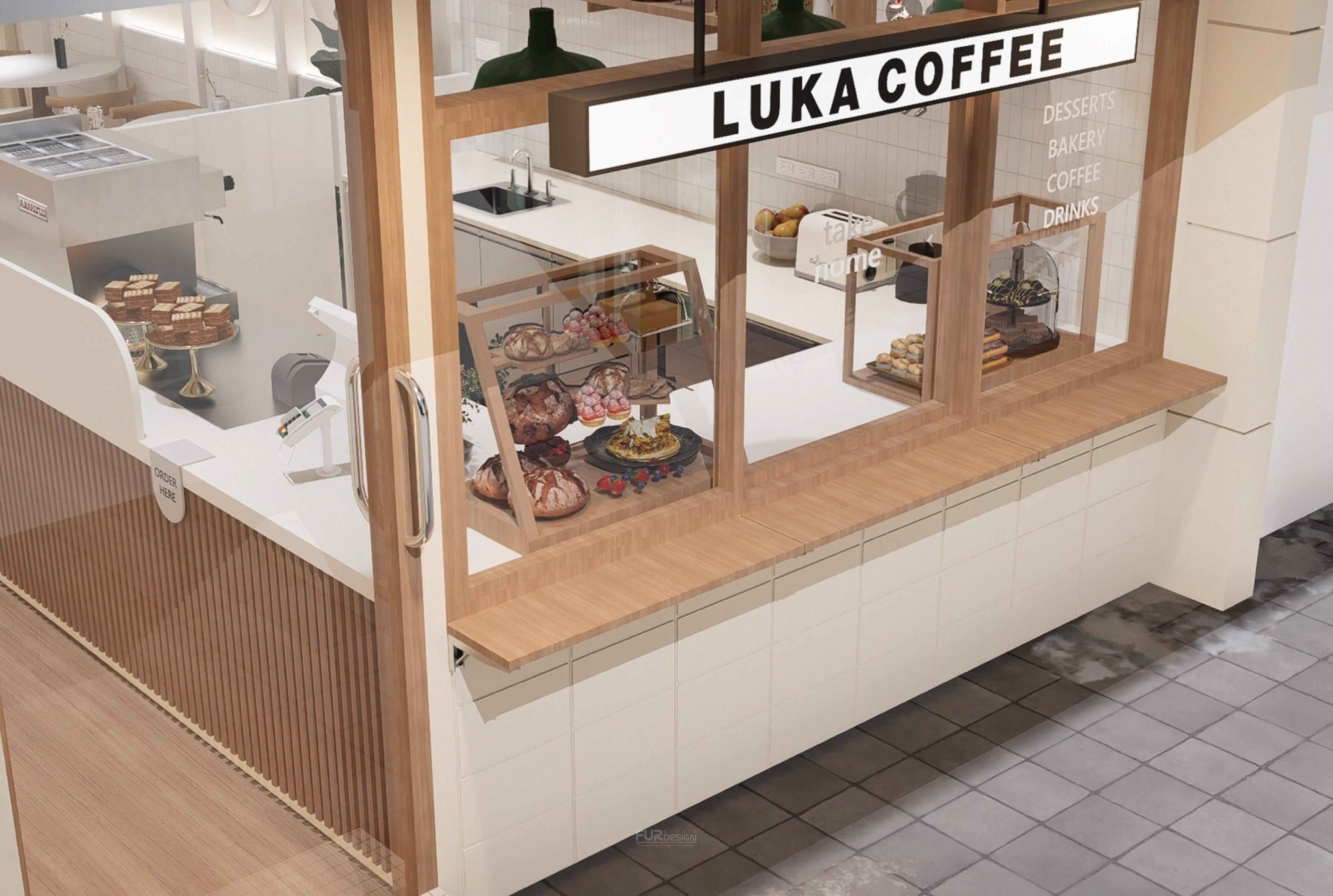 ออกแบบ ผลิต และติดตั้งร้าน : ร้าน Luka Coffee ห้วยขวาง รัชดา กทม.