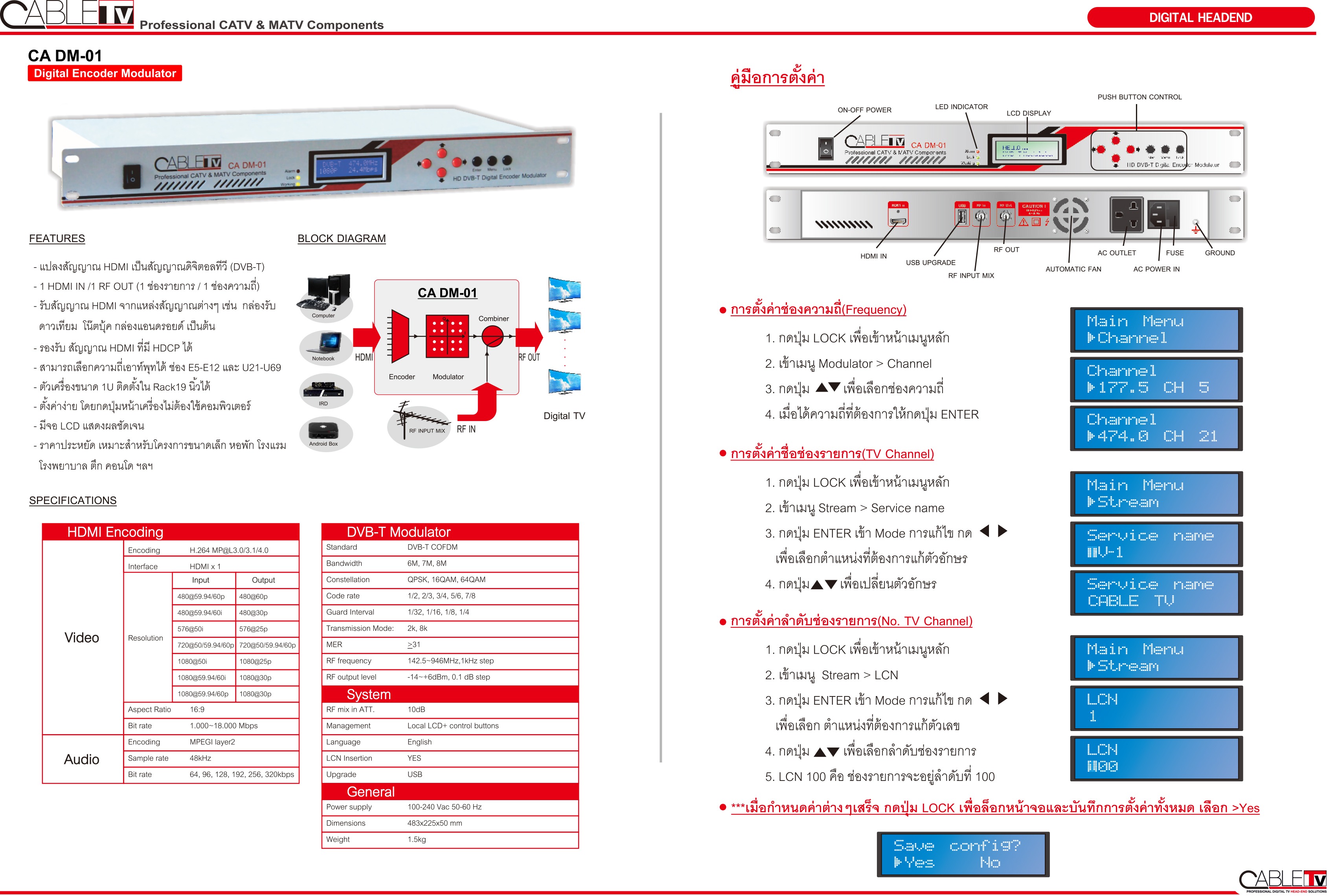 DIGITAL ENCODER MODULATOR CABLE CA DM-01 (แปลงสัญญาณจาก HDMI เป็นสัญญาณ ...