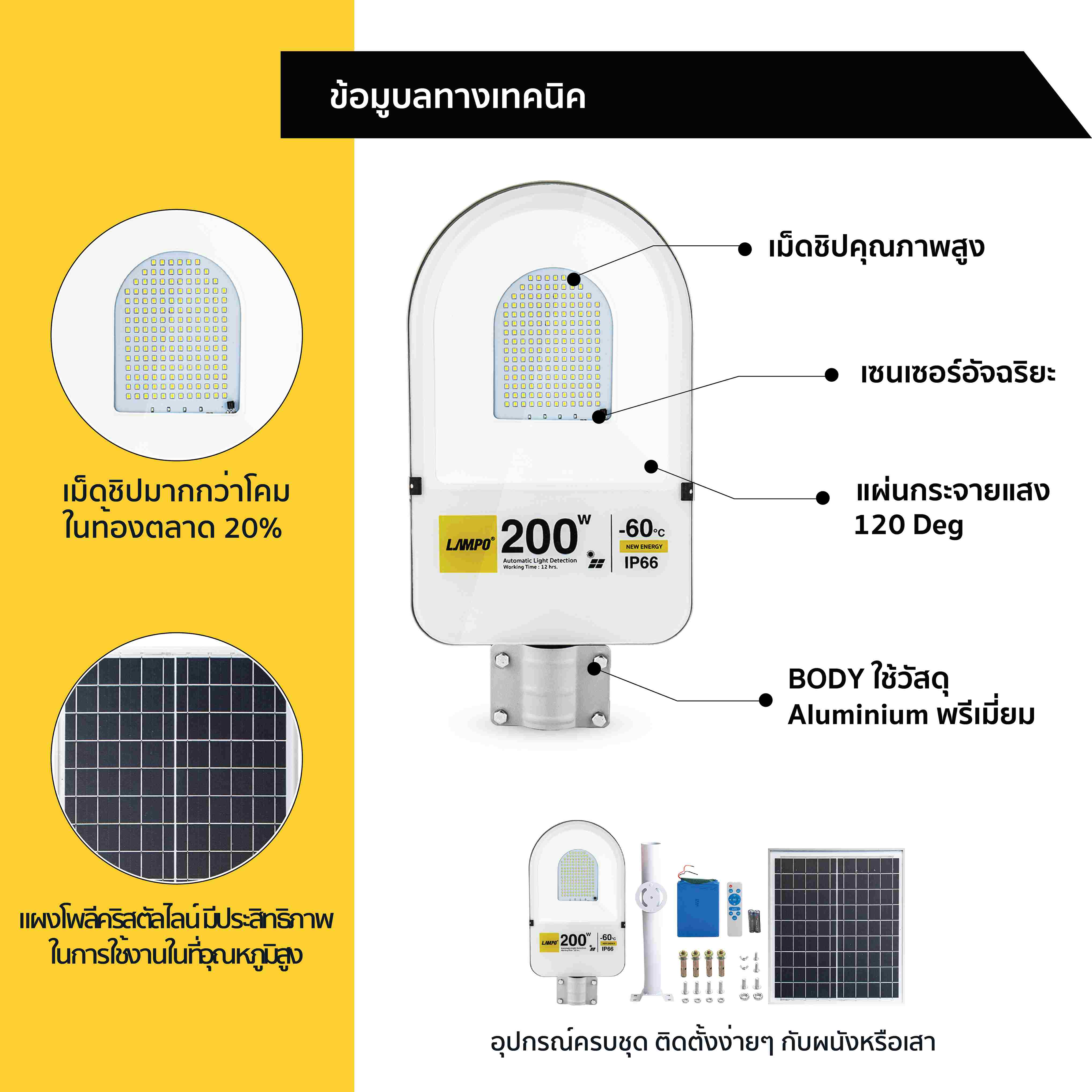 โคมไฟถนน Solar cell รุ่น METALLICA - lampo