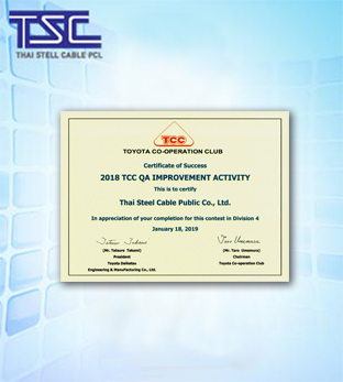2018 TCC QA Improvement Activity Certificate - tscpcl