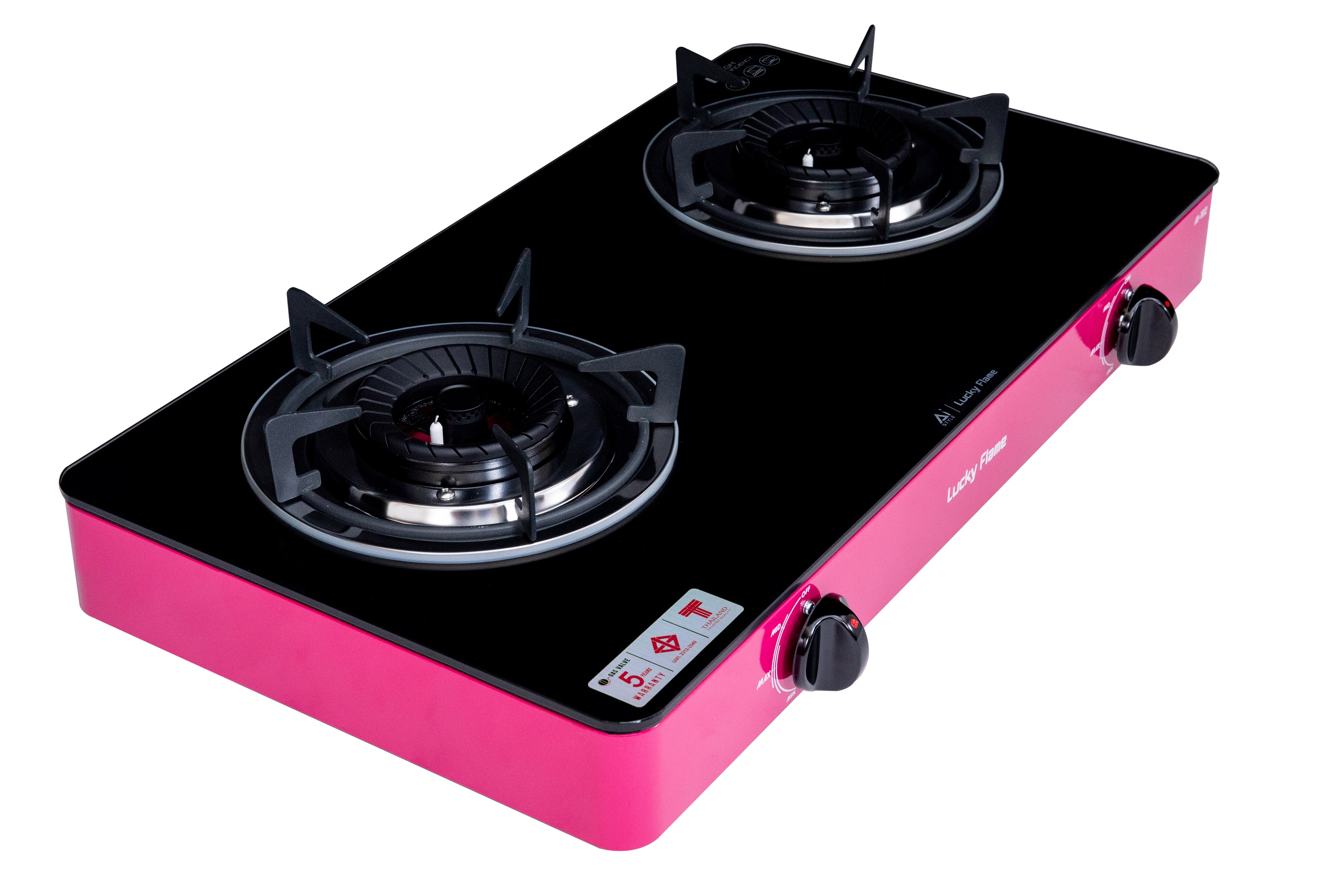 เตาแก๊ส เตาแก๊สตั้งโต๊ะ 2 หัว หัวเตาไซโคลน สีสันสดใส เบอร์5 - luckyflame