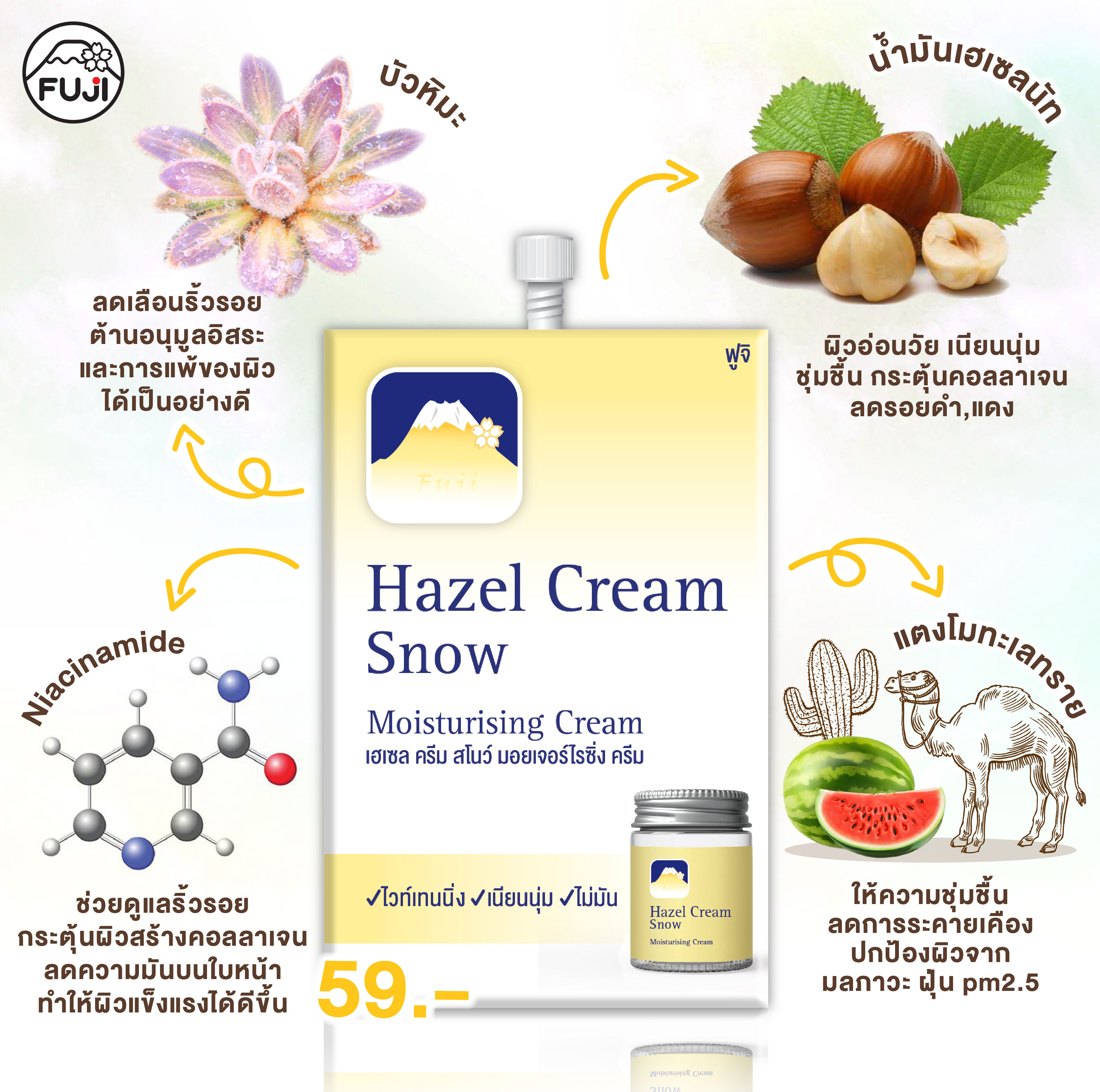 FUJI HAZEL CREAM SNOW MOISTURISING CREAM 50 g. - fujicream