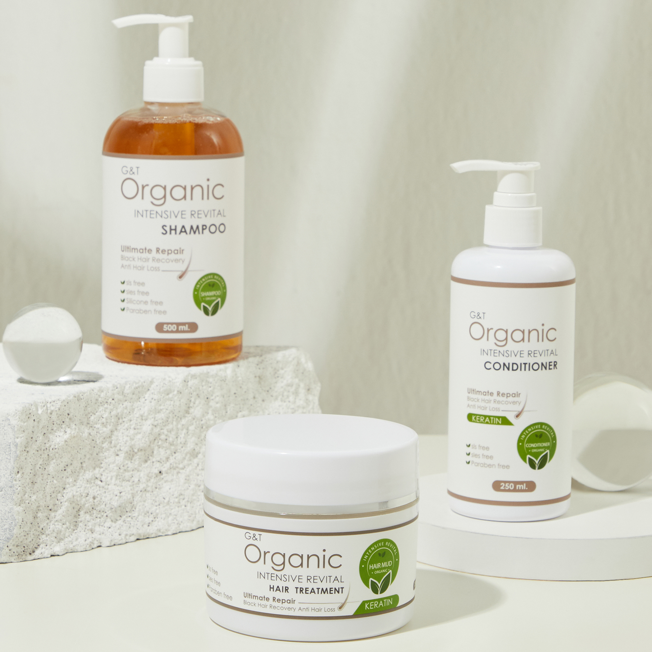 ชุดแชมพูลดผมหงอกตามวัย โปรครบเซต G&T Organic Intensive Revital Set ...