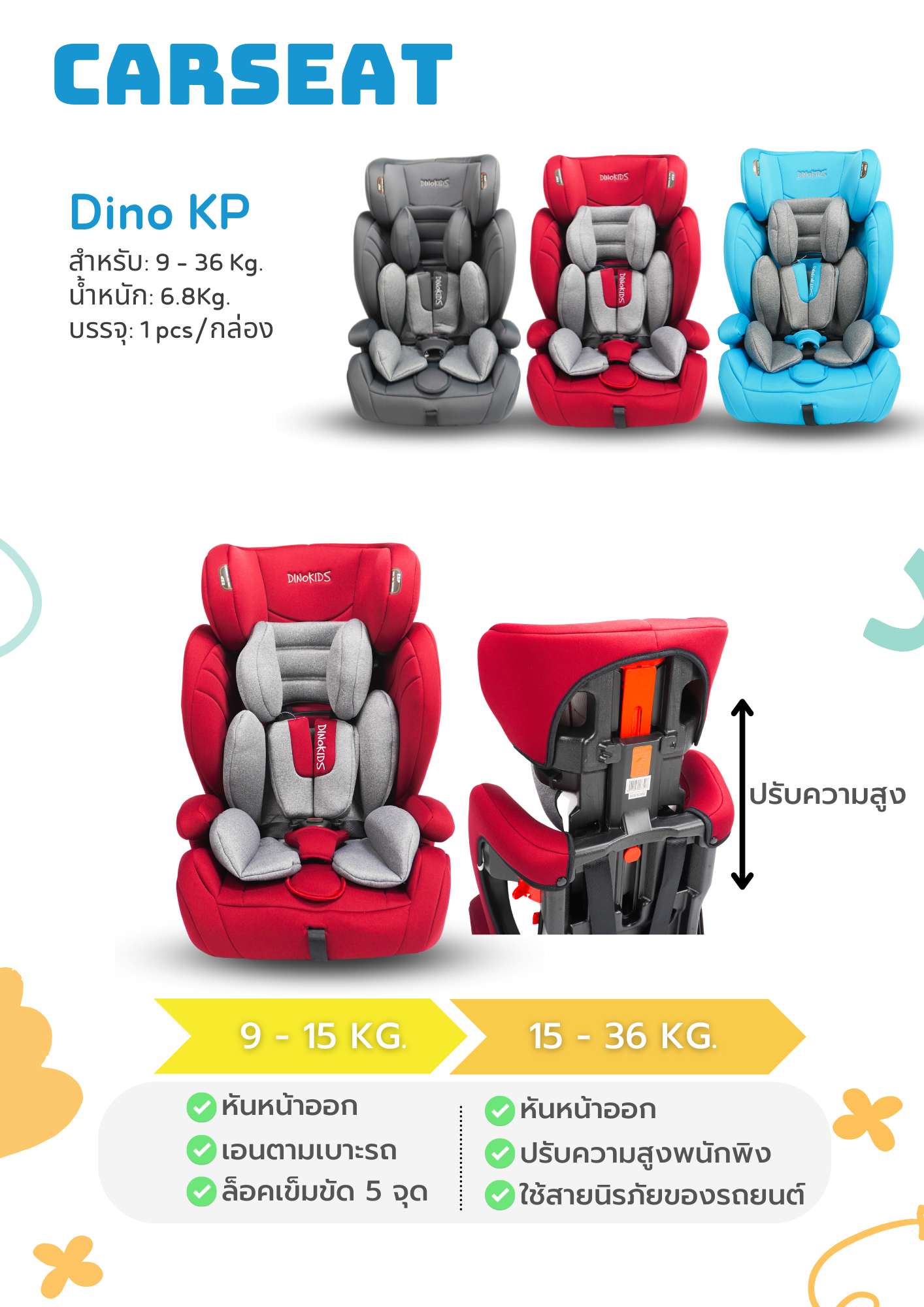 คาร์ซีทไดโนคิดส์ มาตรฐานสากล การันตีผู้ใช้มากกว่า 1000 ราย - dinokidsbaby