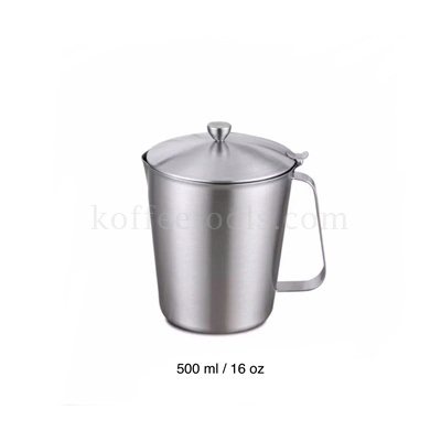 เหยือกตวงสแตนเลส 304 พร้อมฝาปิด มีสเกลด้านใน 500 ml/16 oz - koffeetools