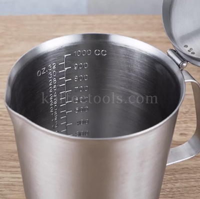 เหยือกตวงสแตนเลส 304 พร้อมฝาปิด มีสเกลด้านใน 500 ml/16 oz - koffeetools