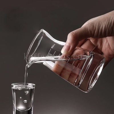 แก้วแบ่งเครื่องดื่ม/แก้วแบ่งไวน์ 80 ml ขีดวัดสีขาว - koffeetools