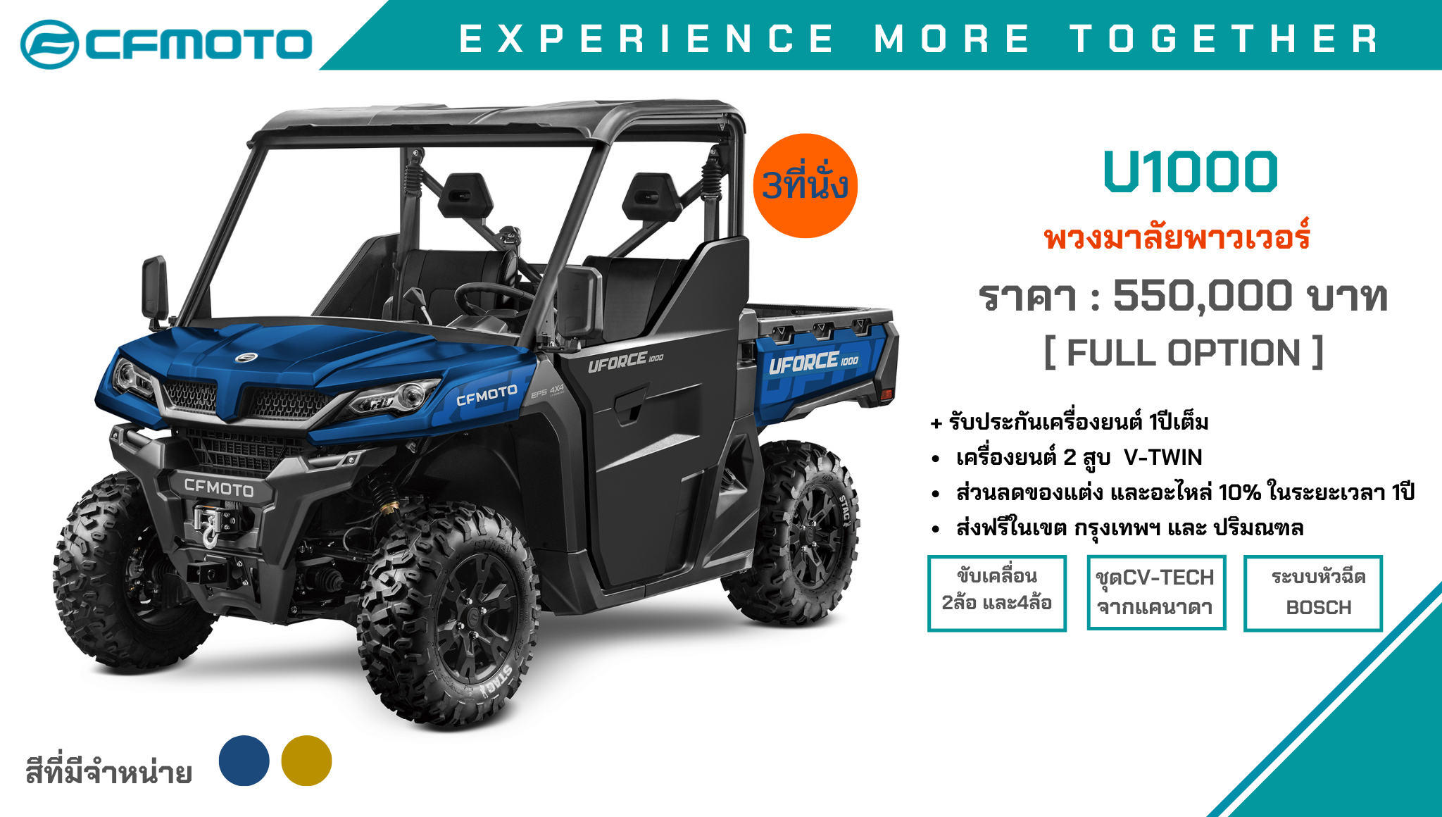 รถ UTV 1000cc 2สูบ ขวัญใจชาวไร่ ชาวสวน 4x4
