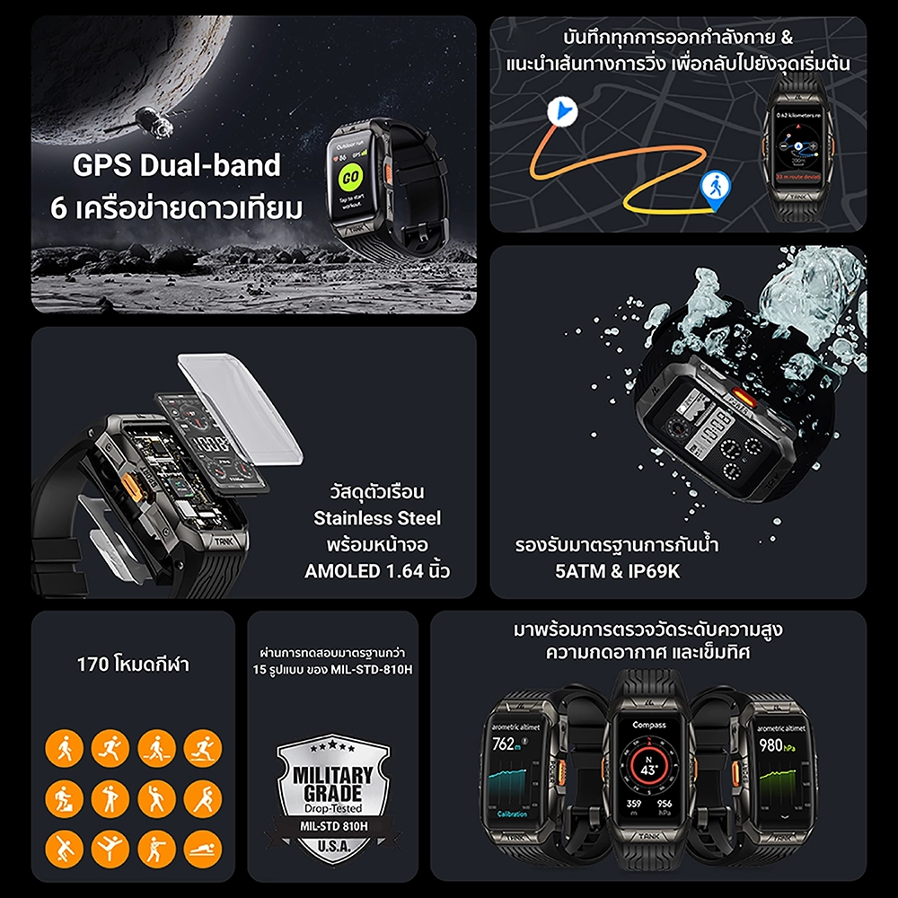 สมาร์ทวอทช์ KOSPET TANK X2 Ultra GPS Bluetooth Calling