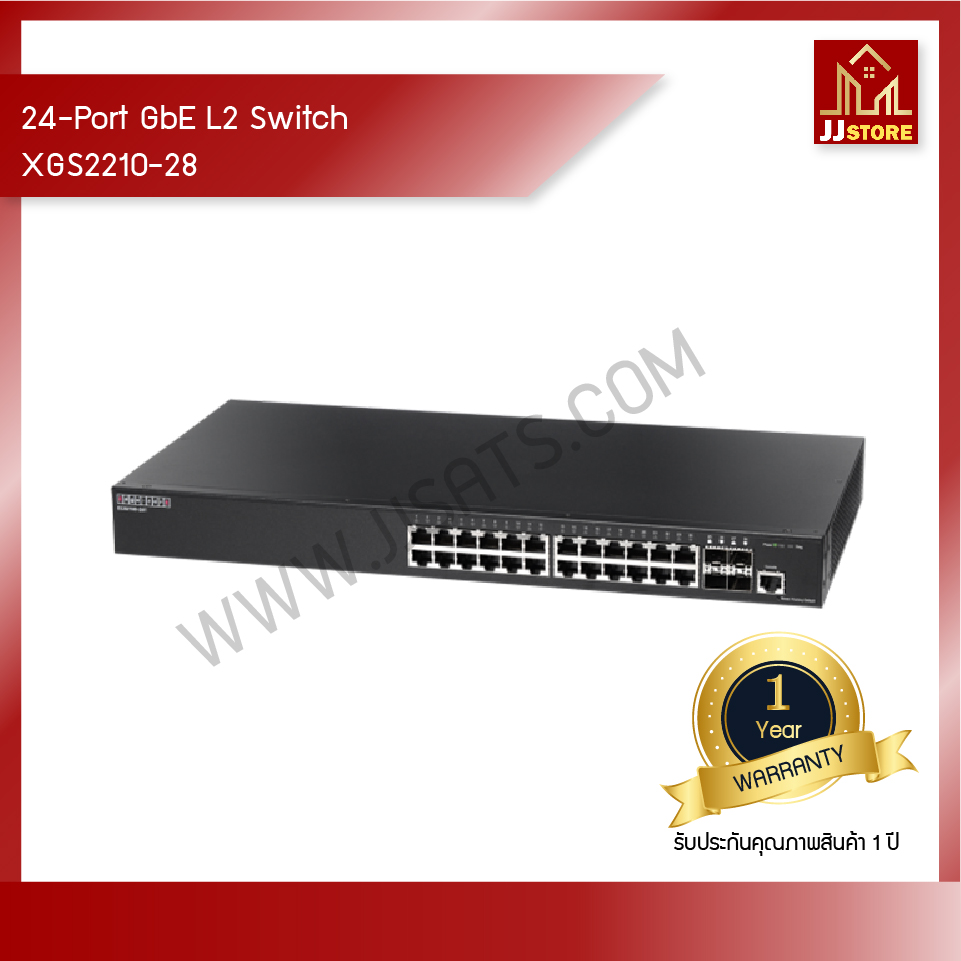 24-Port GbE L2 Switch with 10GbE Uplink, 24 x GbE RJ-45 Ports, 4 x 10 ...