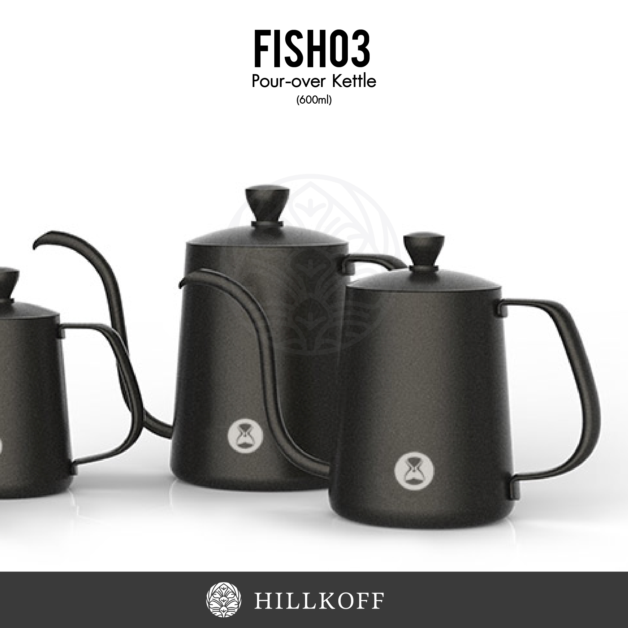 Time More Fish 03 Pour-Over Kettle 600 ml : Black - hillkoff