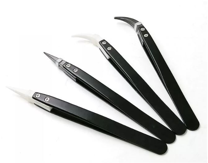 Black Curved Nose Ceramic tip Tweezer - worth-instruments