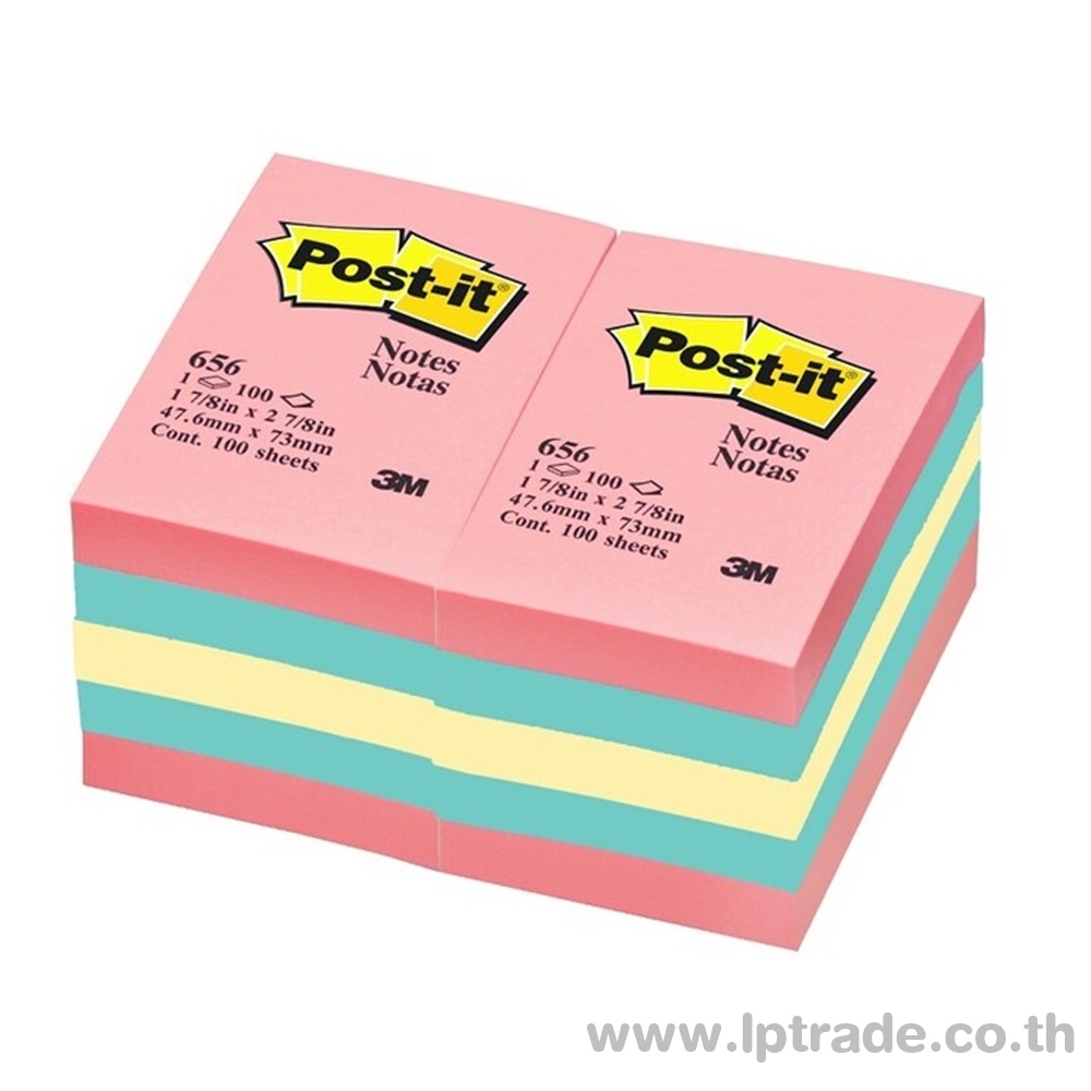 กระดาษโน้ต Post-it 3M 656-AST 2"x3" คละสีพาสเทล (แพ็ค 12 เล่ม) - lptrade
