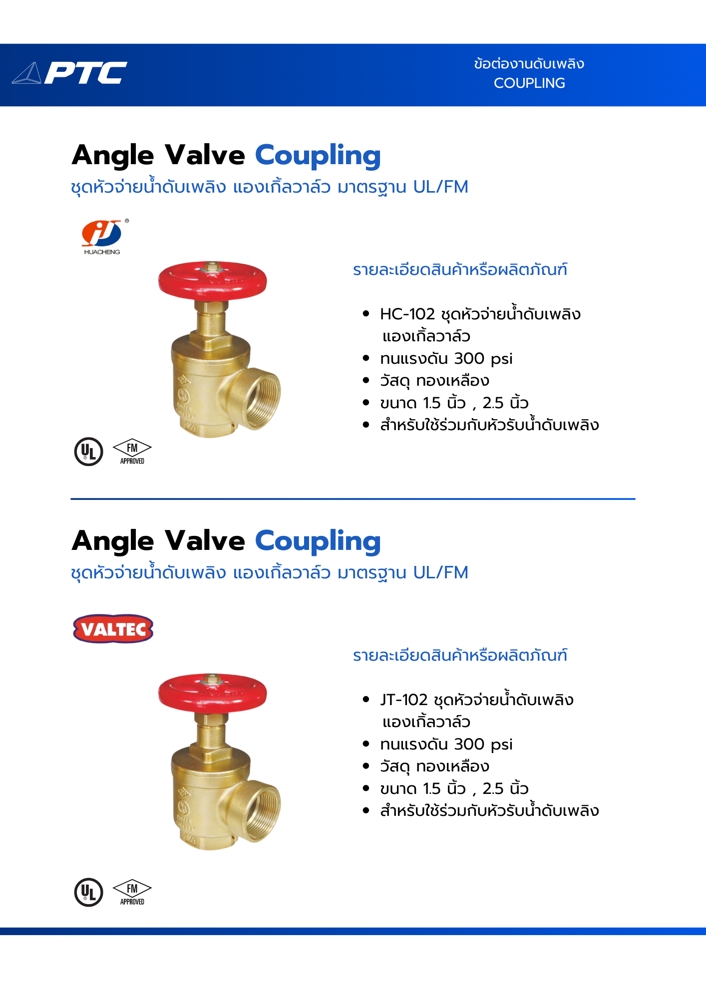 ชุดหัวจ่ายน้ำดับเพลิงแองเกิ้ลวาล์ว HC-102