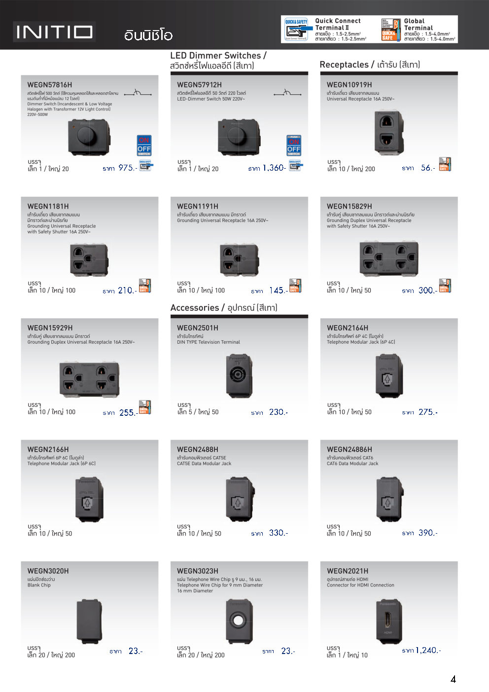 แคตตาล็อก Panasonic - INITIO หน้ากาก ปลั๊ก ปลั๊กกราวด์เดี่ยว ปลั๊ก ...