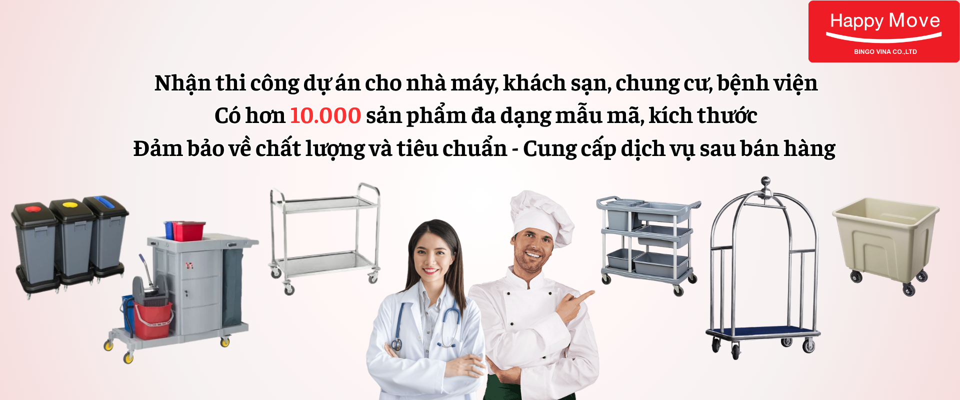 Happy Move VN cung cấp xe đẩy, bánh xe, xe nâng cho các khu công nghiệp ...