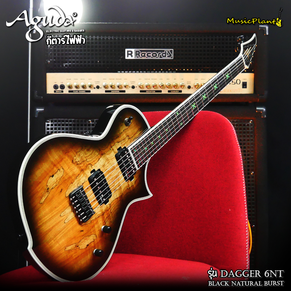 Aguda Electric Guitar กีตาร์ไฟฟ้า Metal รุ่น DAGGER 6NT Black Natural ...