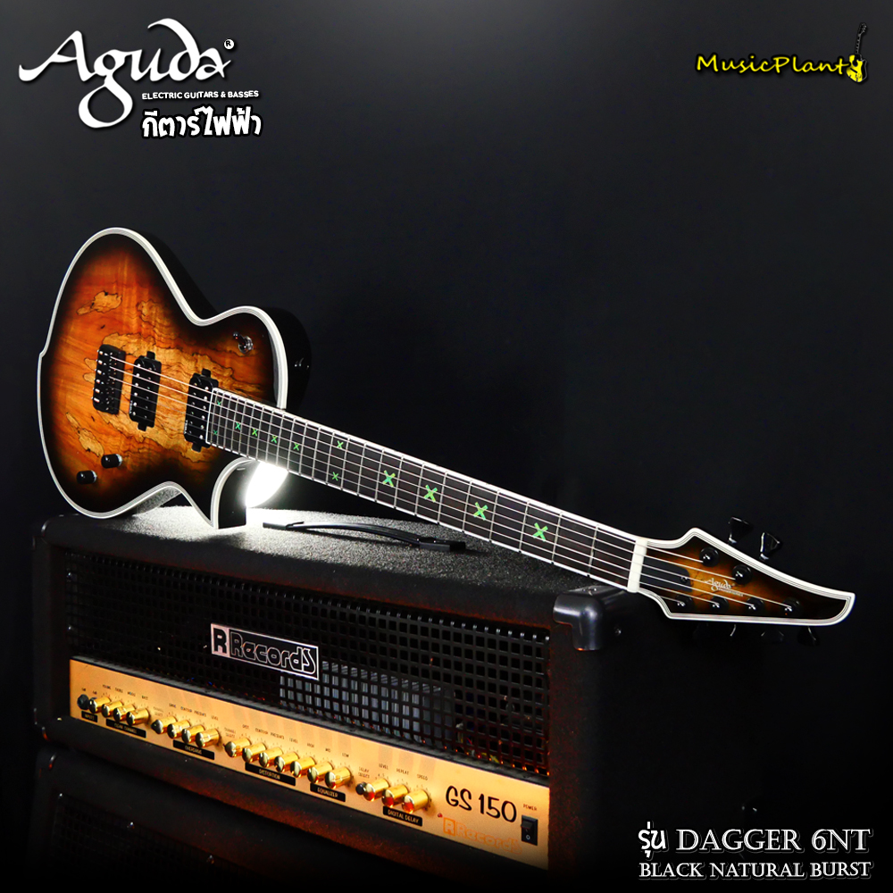 Aguda Electric Guitar กีตาร์ไฟฟ้า Metal รุ่น DAGGER 6NT Black Natural ...