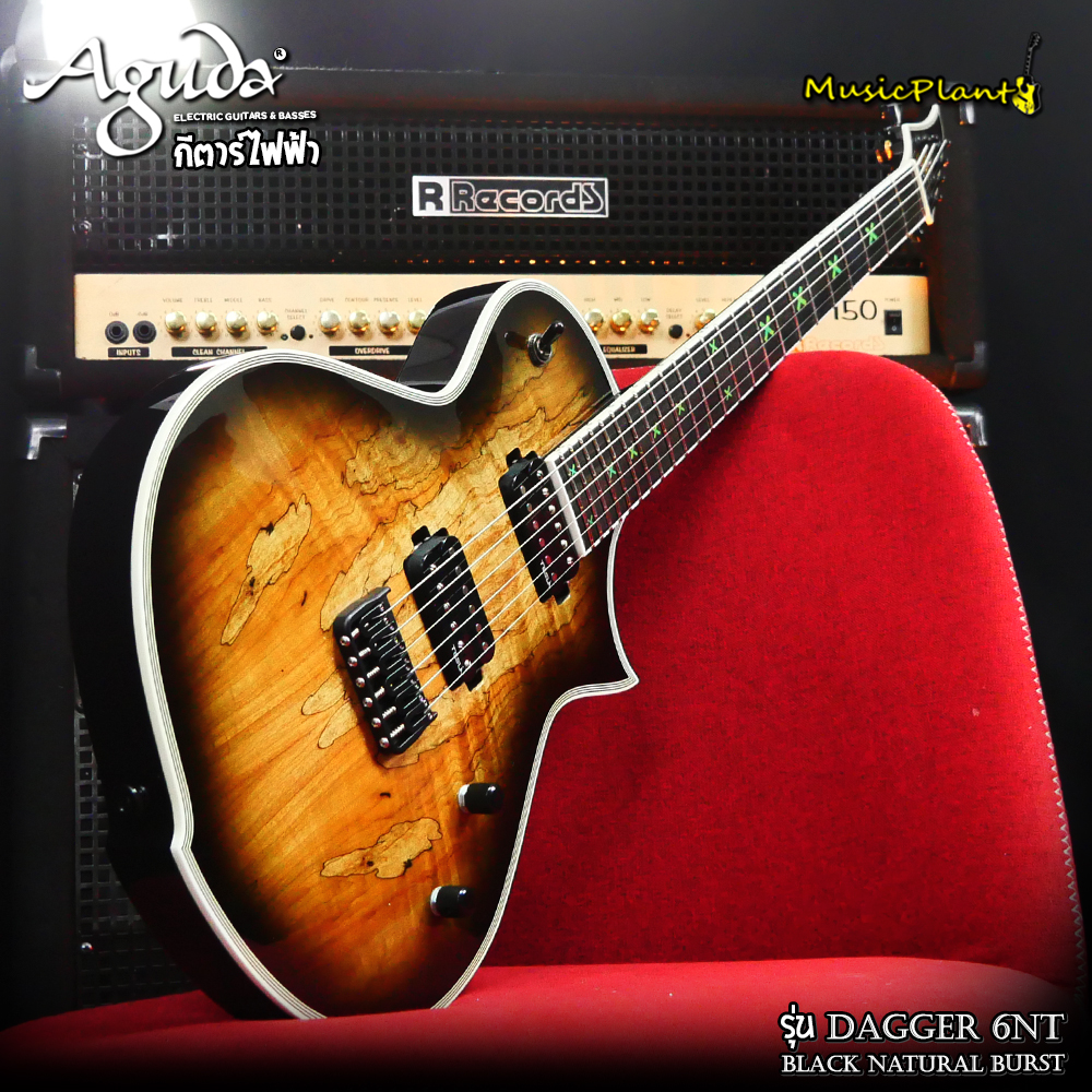 Aguda Electric Guitar กีตาร์ไฟฟ้า Metal รุ่น DAGGER 6NT Black Natural ...