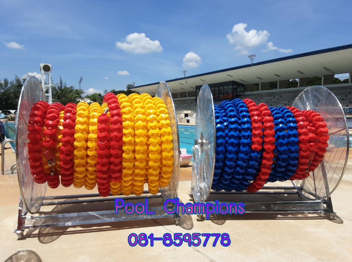 โรล ที่เก็บ ลู่ ทุ่น ตัด คลื่น สระว่ายน้ำ wheel roll lane rope line ...