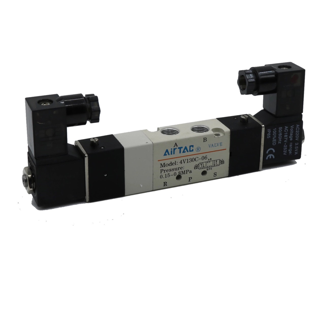 4V130C-06 G1/8" 3 Position 5 Port Air Solenoid - pneumaticandvalve
