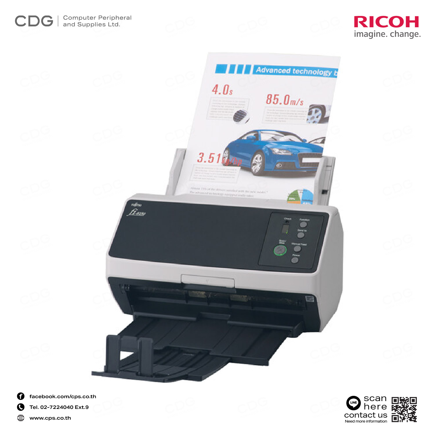 เครื่องสแกนเอกสาร Ricoh (Fujitsu) Image Scanner Fi-8150U