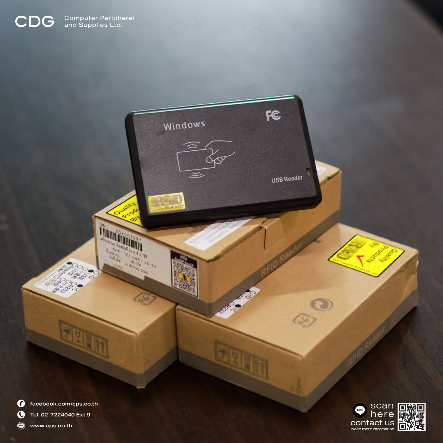 เครื่องอ่านบัตร RFID Mifare Card Reader 13.56MHz รุ่น R20CP