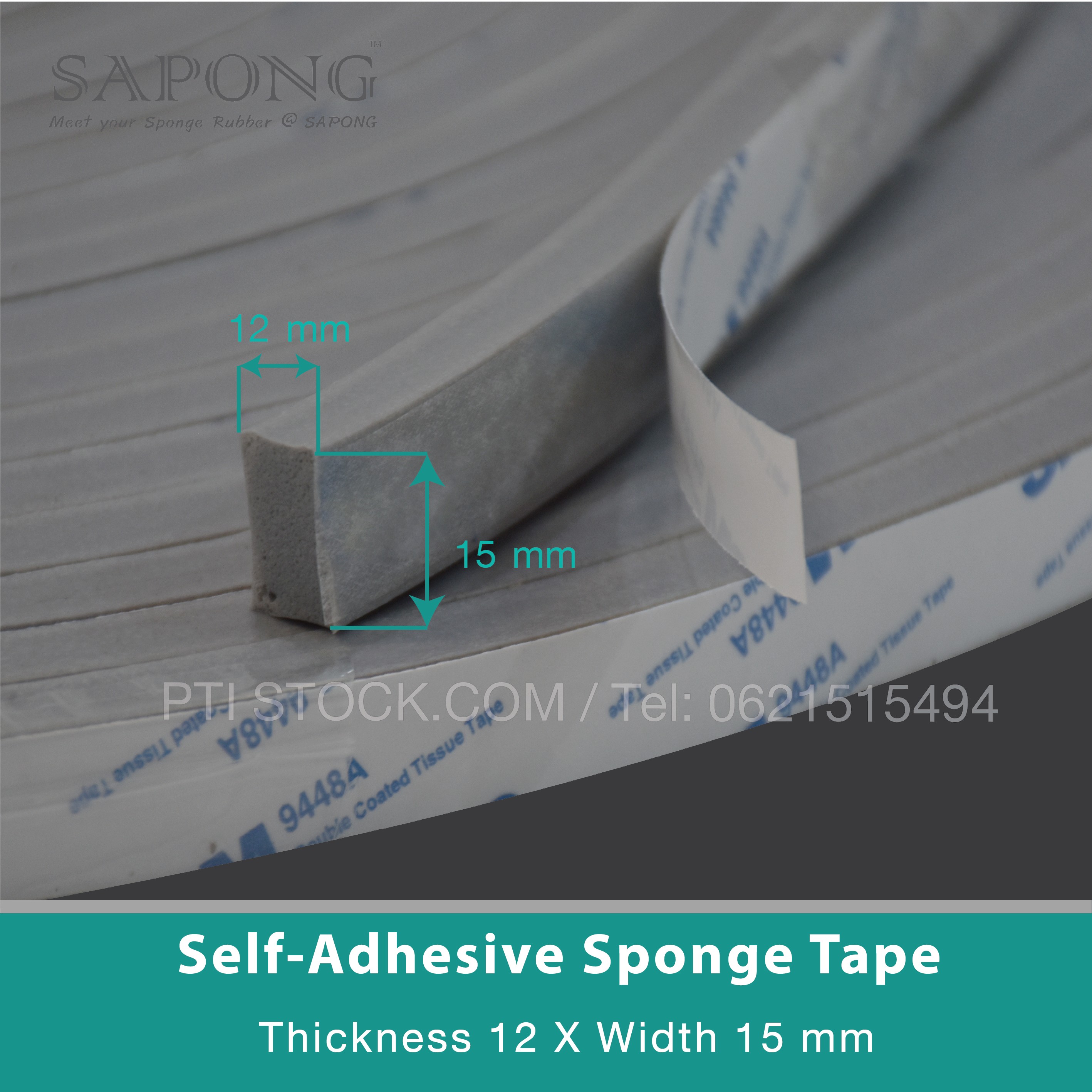 Silicone Sponge Tape 12x15 mm Tel : 022577154 LINE@ @ptirubber - Ptistock