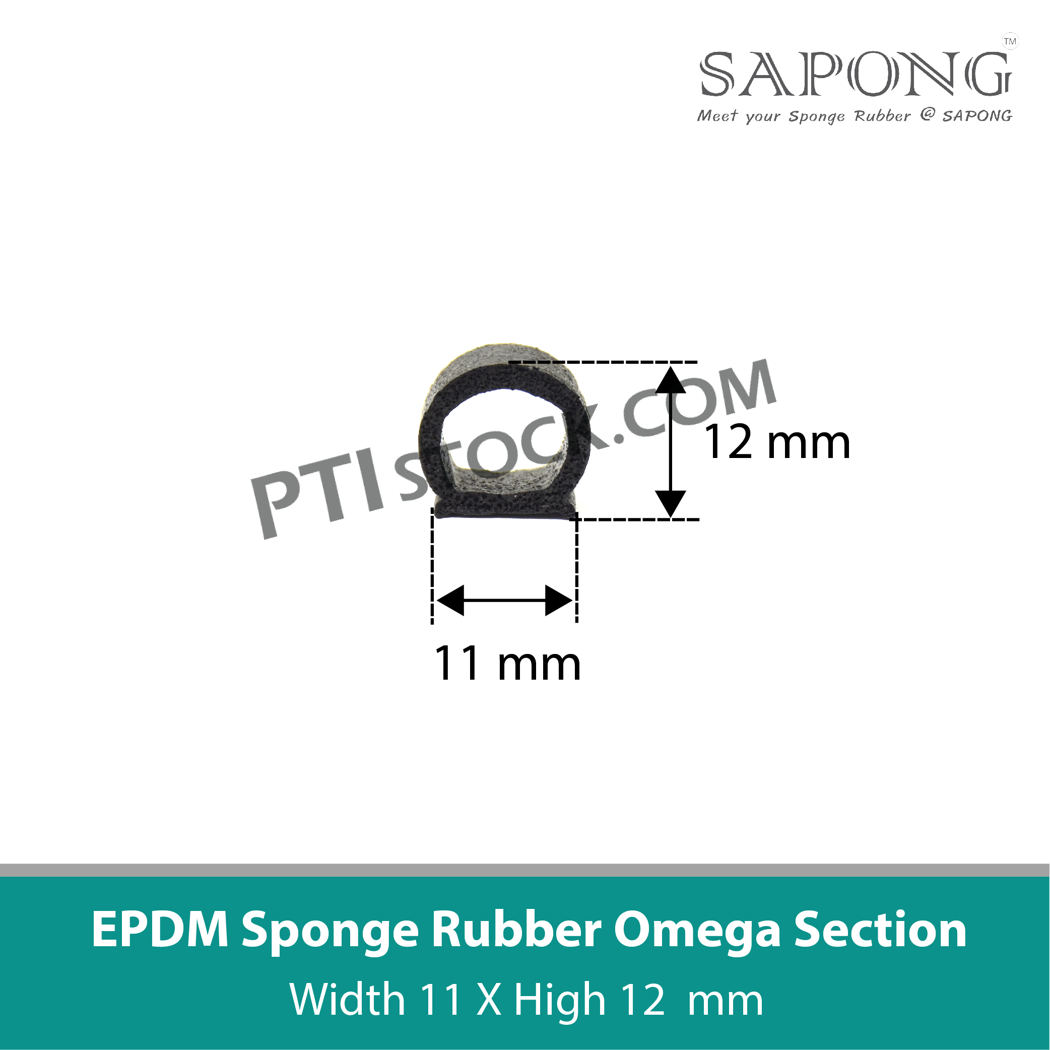 ยางฟองน้ำEPDM Omega Section 11x12 mm Tel : 022577154 LINE@ @ptirubber ...