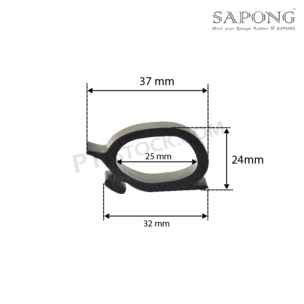 ยางฟองน้ำEPDM Omega Section 37x24 mm Tel : 022577154 LINE@ @ptirubber ...