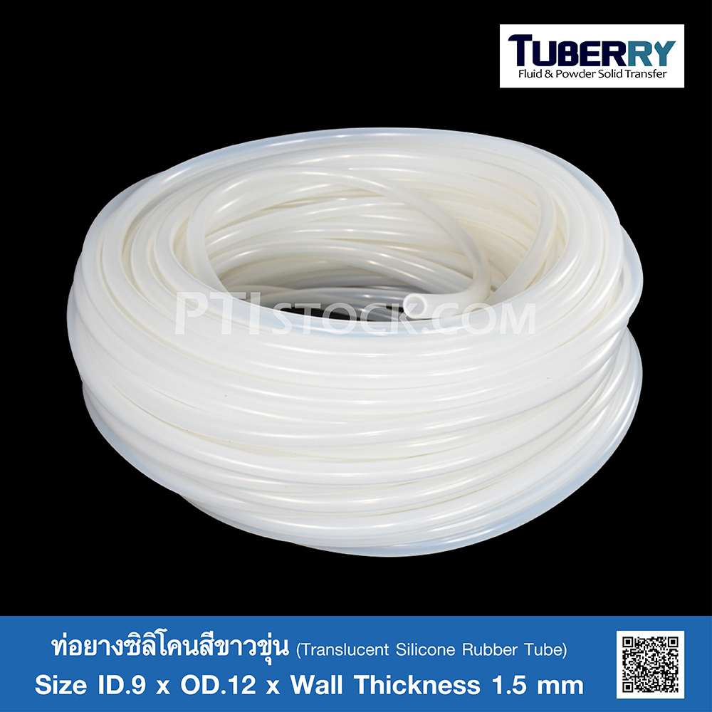 Translucent Silicone Rubber Tube ID.9 x OD.12 mm. - ptistock
