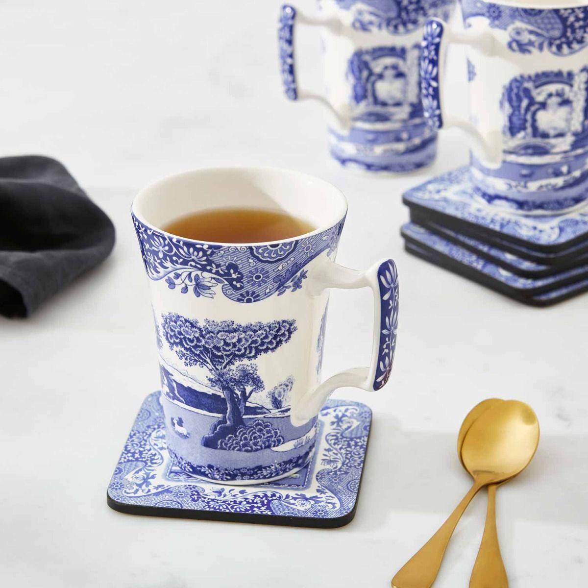 Pimpernel Blue Italian Square Coaster - blueandwhitethailand