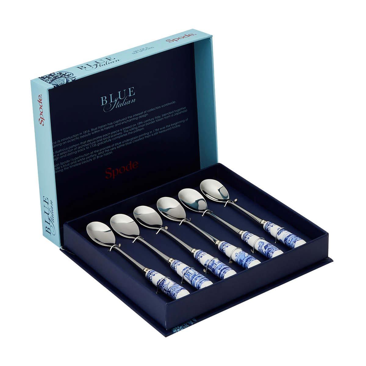 Spode Blue Italian Set of 6 Tea Spoons - blueandwhitethailand
